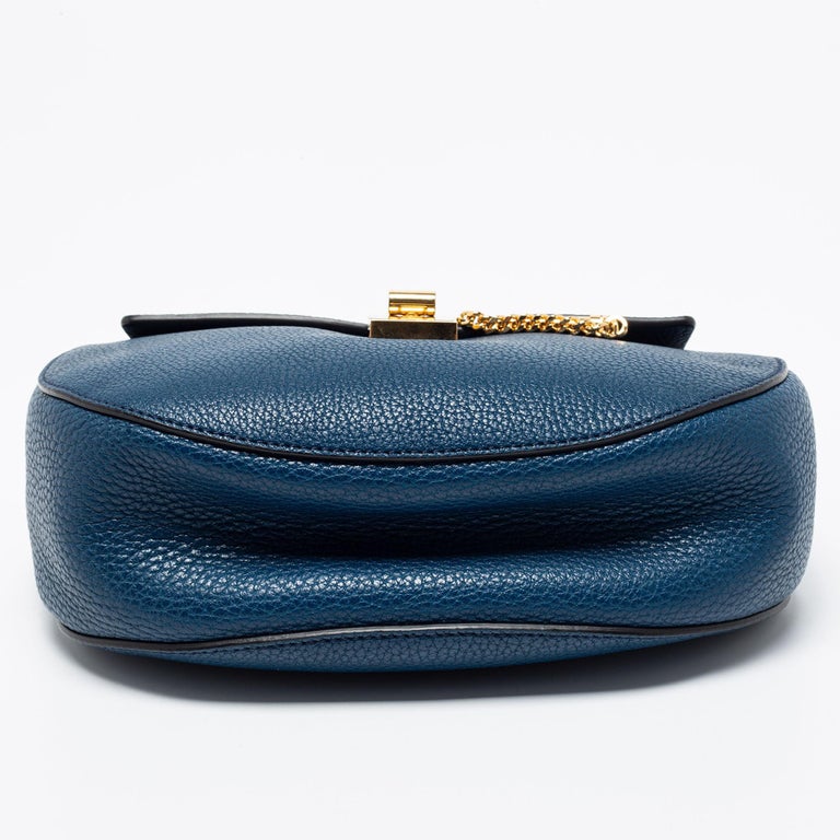 Chloe Blue Leather Medium Drew Shoulder Bag For Sale at 1stDibs