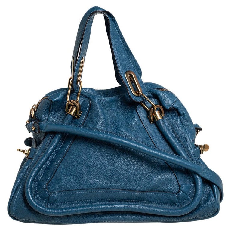 Chloe Blue Leather Medium Paraty Shoulder Bag at 1stDibs