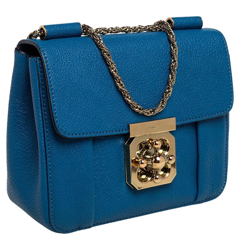 Chloé Blue Leather Small Elsie Shoulder Bag at 1stDibs