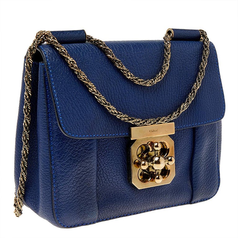 Chloe Blue Leather Small Elsie Shoulder Bag at 1stDibs