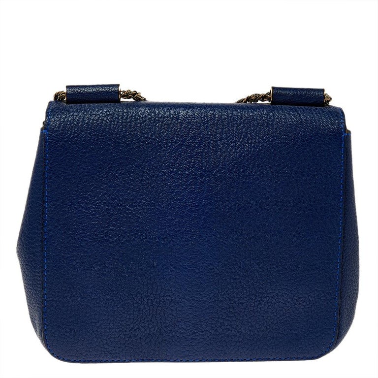 Chloe Blue Leather Small Elsie Shoulder Bag at 1stDibs
