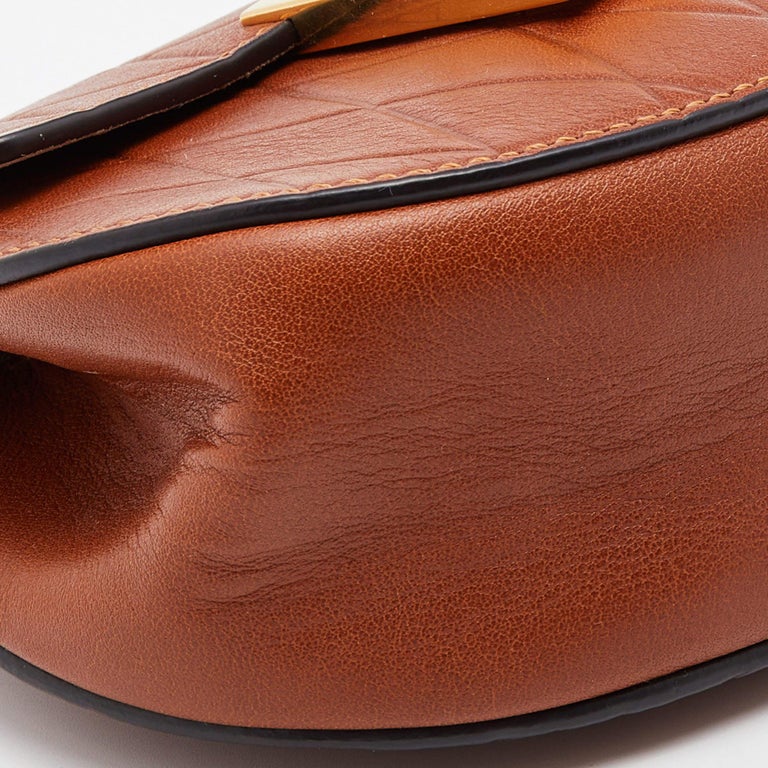 Chloe Brown Diamond Embossed Leather Nano Drew Crossbody Bag For Sale ...
