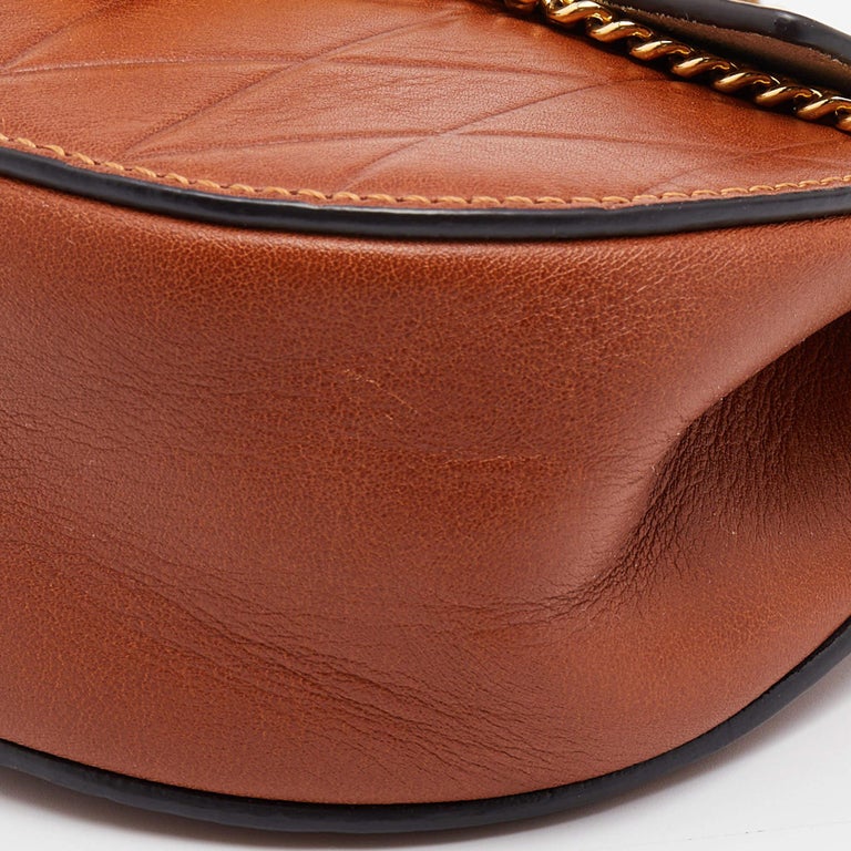 Chloe Brown Diamond Embossed Leather Nano Drew Crossbody Bag For Sale ...