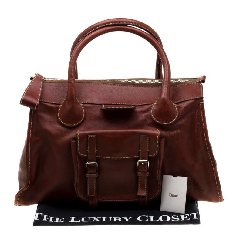 Chloe Brown Leather Edith Shopper Tote For Sale at 1stDibs