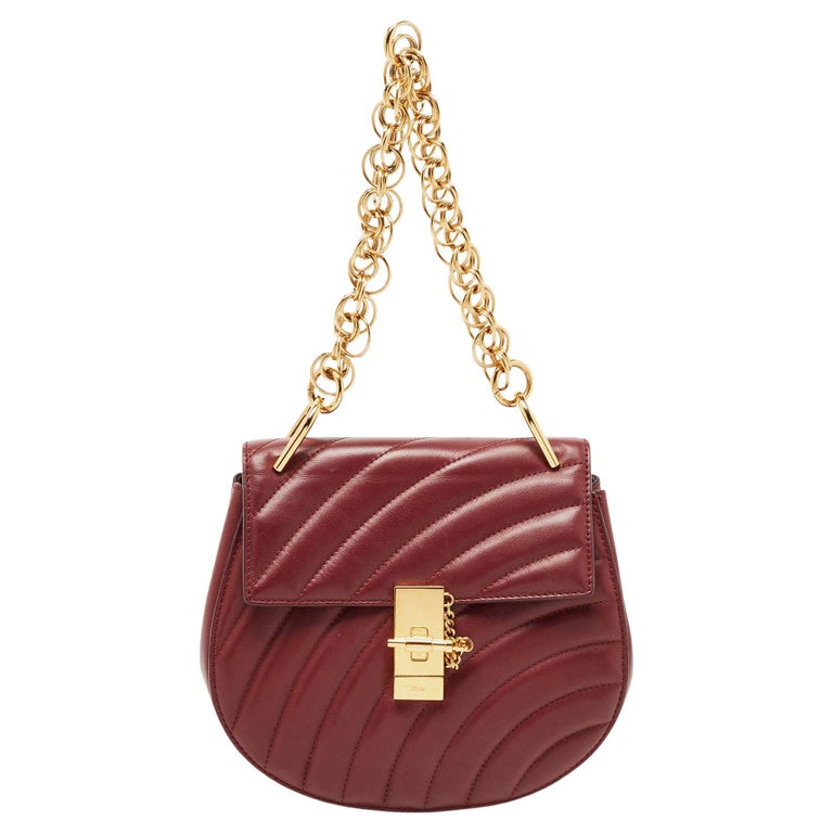 Chloe Burgundy Leather Medium Drew Bijou Shoulder Bag For Sale at 1stDibs