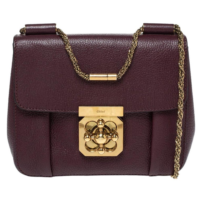 Chloe Burgundy Leather Small Elsie Shoulder Bag at 1stDibs