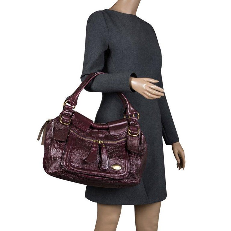 Chloe Burgundy Patent Leather Large Bay Hobo For Sale at 1stDibs ...