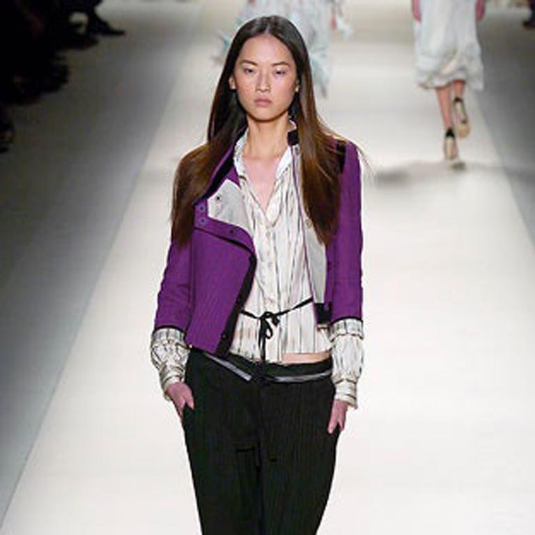 Chloe by Pheobe Philo Purple Linen Crop Jacket, 2005 For Sale at 1stDibs