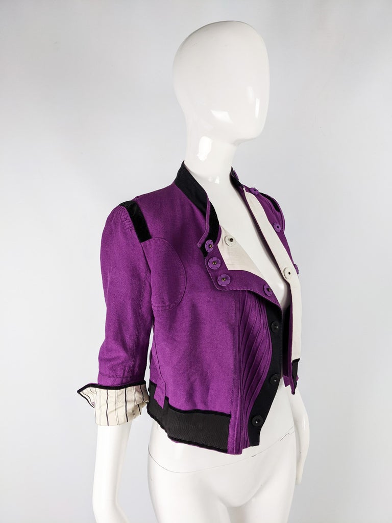 Chloe by Pheobe Philo Purple Linen Crop Jacket, 2005 For Sale at 1stDibs