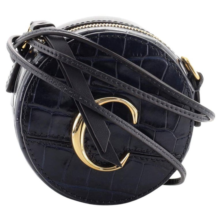 Chloe C Circle Crossbody Bag Crocodile Embossed Leather Mini For Sale ...