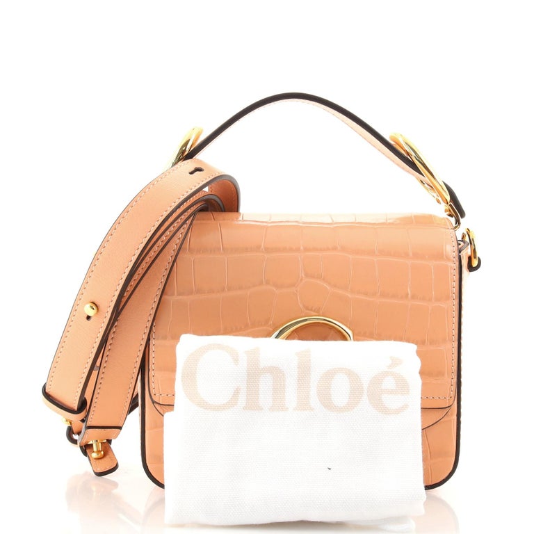 Chloe C Double Carry Bag Crocodile Embossed Leather Mini For Sale at ...
