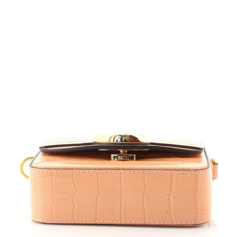 Chloe C Double Carry Bag Crocodile Embossed Leather Mini For Sale at ...