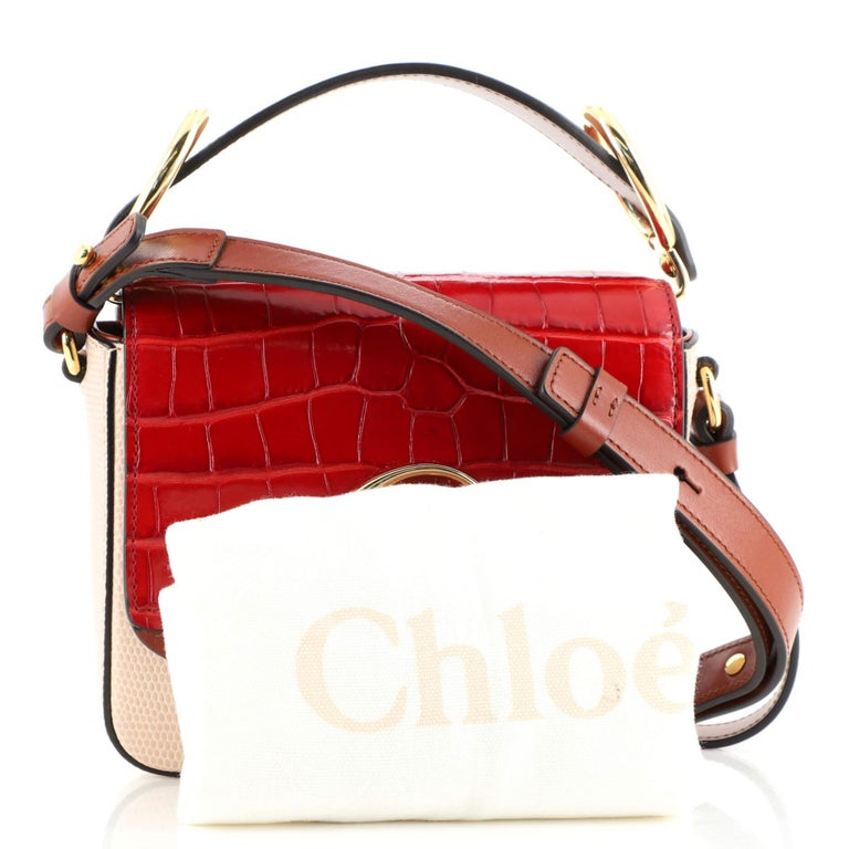 Chloe C Flap Bag Crocodile and Lizard Embossed Leather Mini For Sale at ...