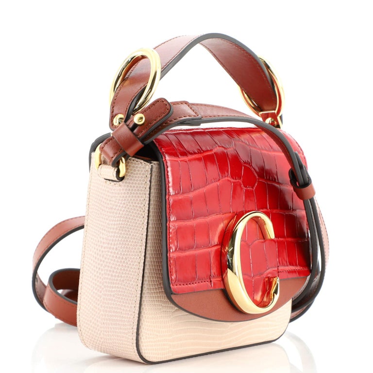 Chloe C Flap Bag Crocodile and Lizard Embossed Leather Mini For Sale at ...
