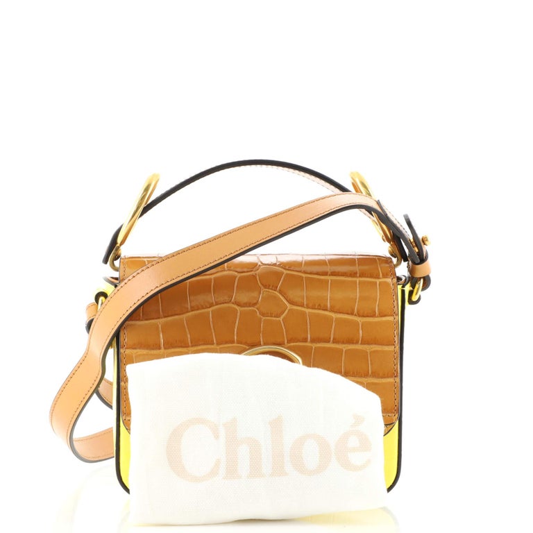 Chloe C Flap Bag Crocodile Embossed Leather Mini For Sale at 1stDibs