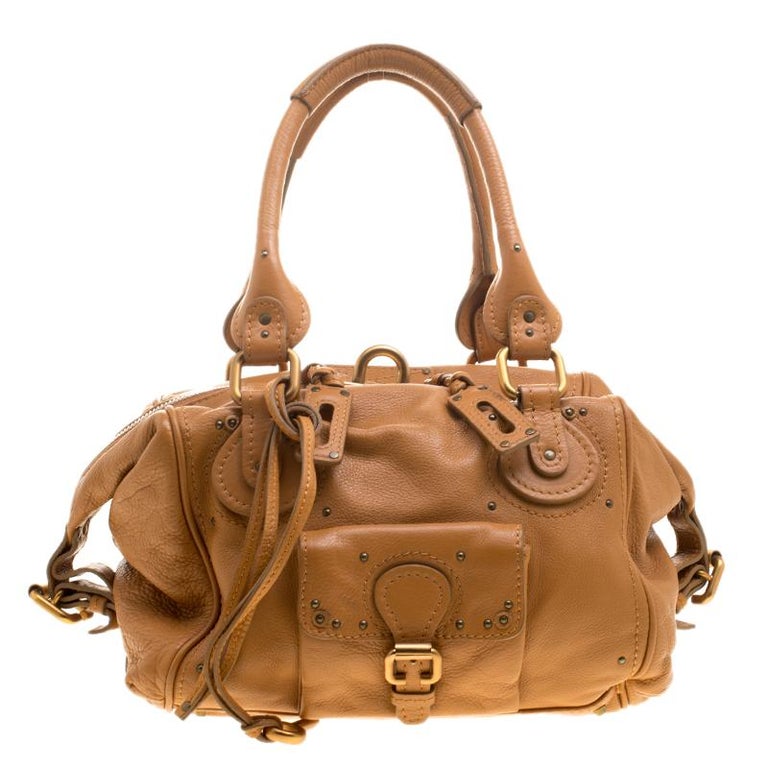 Chloe Camel Leather Front Pocket Paddington Satchel For Sale at 1stDibs ...