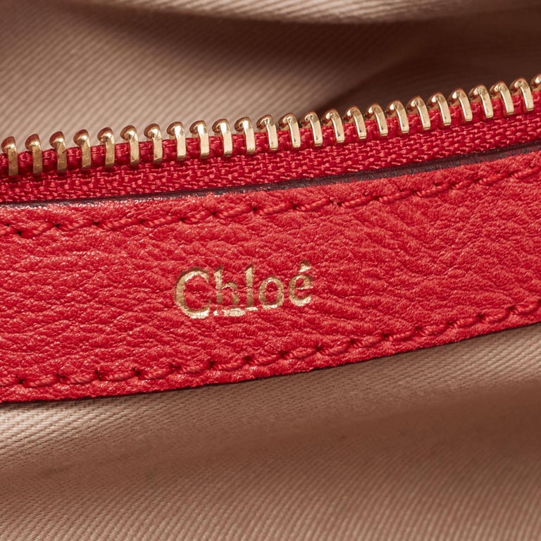 Chloe Candy Red Leather Front Pocket Satchel For Sale at 1stDibs