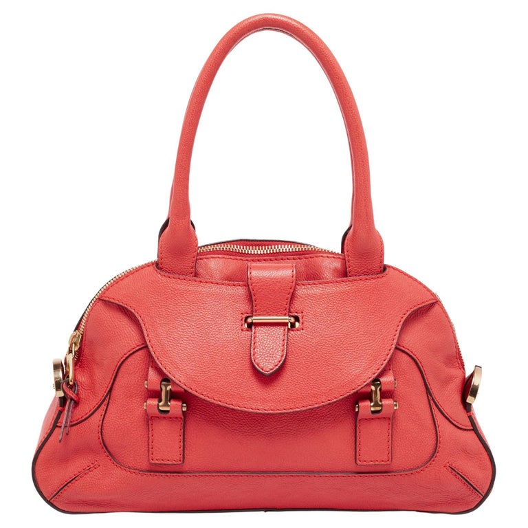 Chloe Candy Red Leather Front Pocket Satchel For Sale at 1stDibs