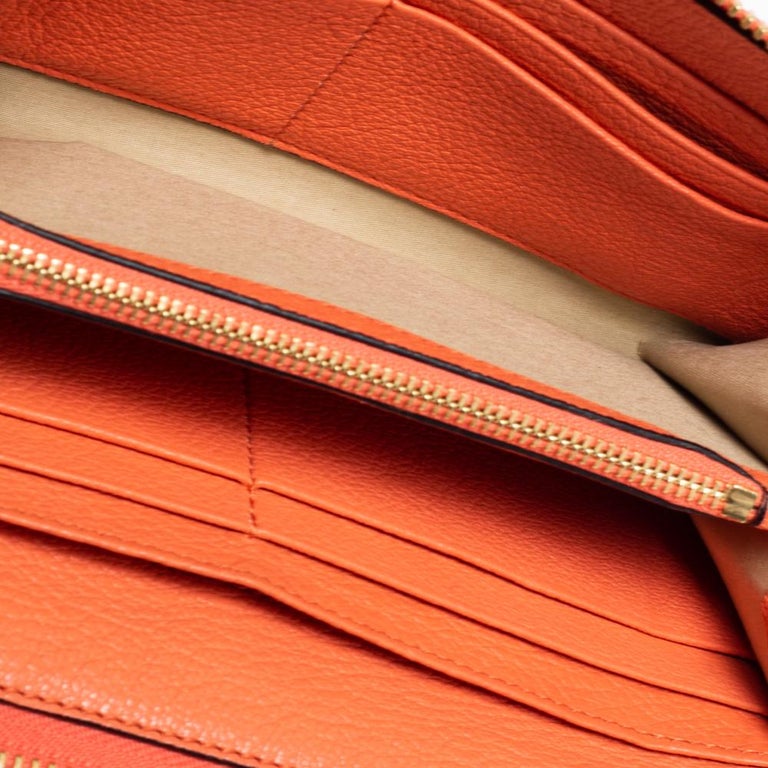Chloe Coral Orange Leather Elsie Zip Around Continental Wallet For Sale ...