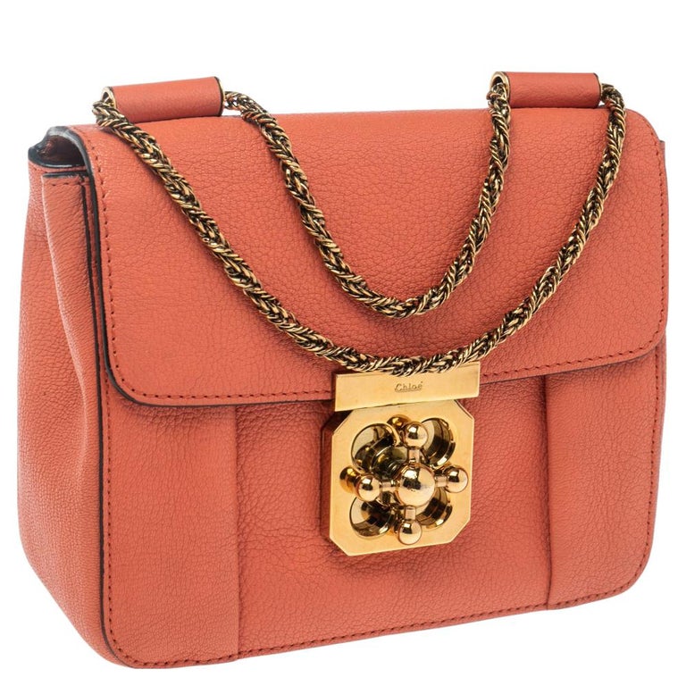 Chloe Coral Orange Leather Small Elsie Shoulder Bag For Sale at 1stDibs