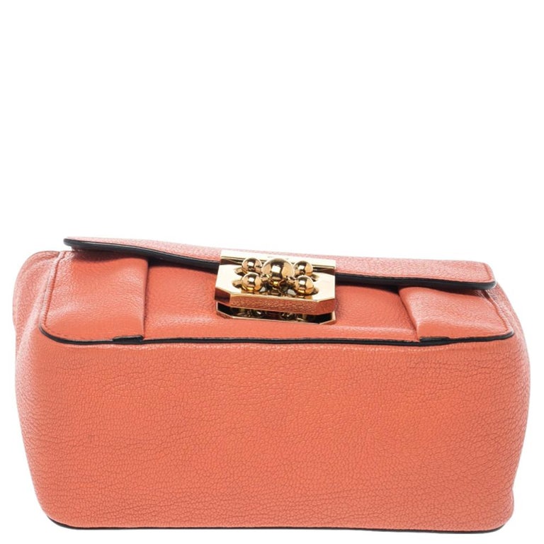Chloe Coral Orange Leather Small Elsie Shoulder Bag at 1stDibs