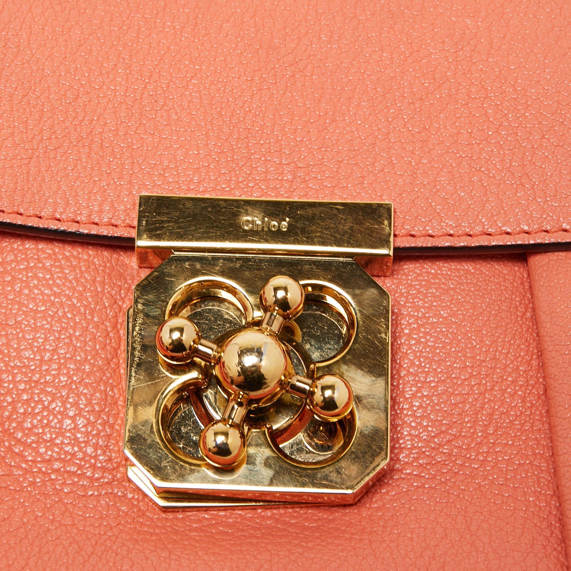 Chloe Coral Orange Leather Small Elsie Shoulder Bag For Sale at 1stDibs
