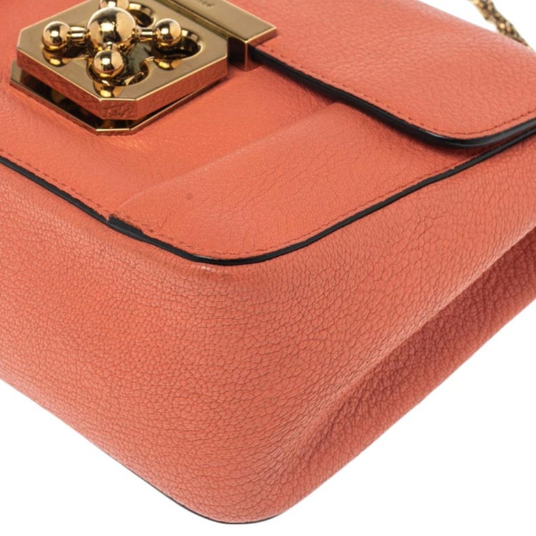 Chloe Coral Orange Leather Small Elsie Shoulder Bag at 1stDibs