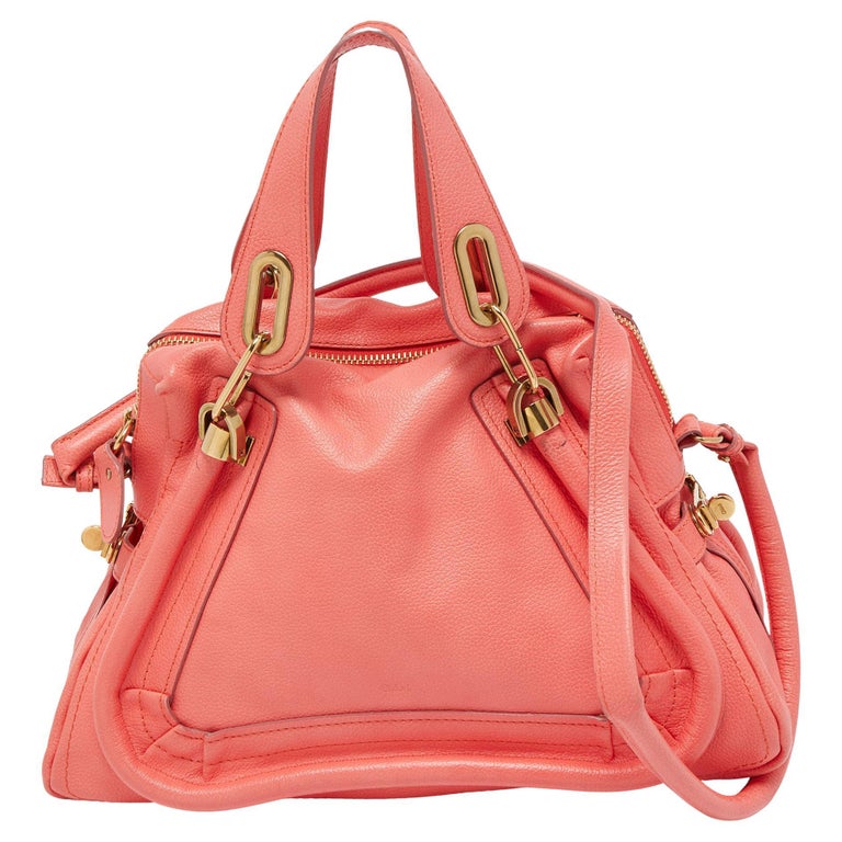 Chloe Coral Pink Leather Medium Paraty Handbag For Sale at 1stDibs