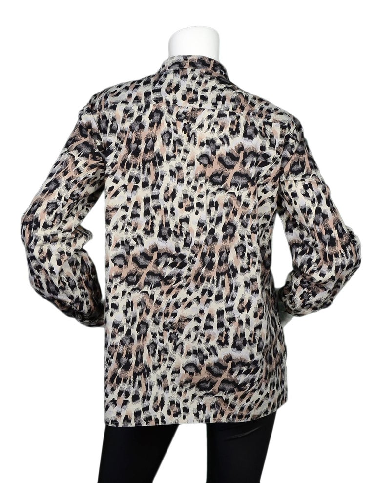 Chloe Cotton Leopard Print Longsleeve Top W/ Pockets FR34/US2 For Sale ...