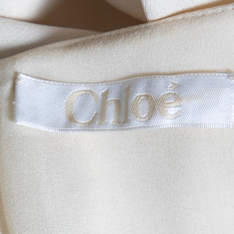 Chloe Cream Crepe and Chiffon Layered Sable Wrap Dress M For Sale at ...