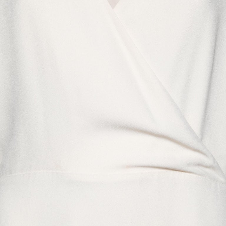 Chloe Cream Crepe and Chiffon Layered Sable Wrap Dress M For Sale at ...