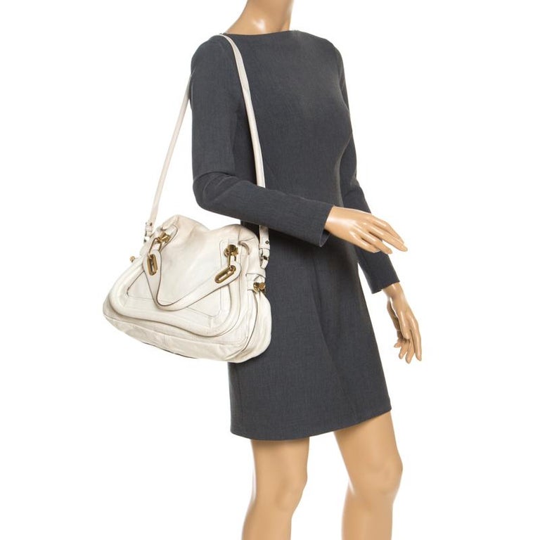 Chloe Cream Leather Medium Paraty Shoulder Bag at 1stDibs | chloe cream bag