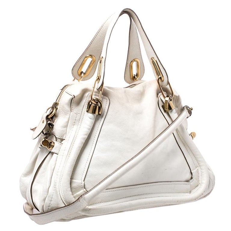 Chloe Cream Leather Medium Paraty Shoulder Bag at 1stDibs | chloe cream bag