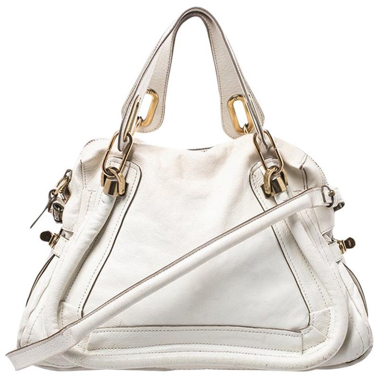 Chloe Cream Leather Medium Paraty Shoulder Bag at 1stDibs | chloe cream bag
