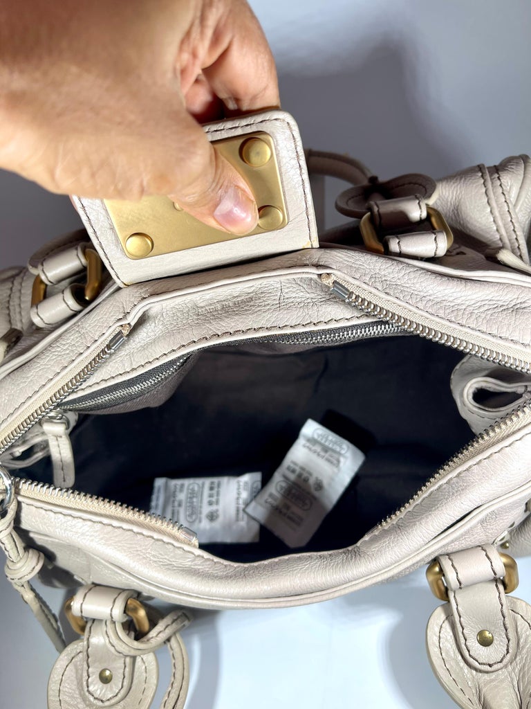 CHLOE Cream Leather Paddington Medium Satchel Bag with Lock and Key For ...