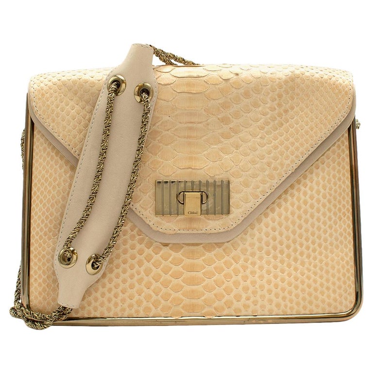 Chloe Cream Python Skin Flap Shoulder Bag For Sale at 1stDibs | chloe ...