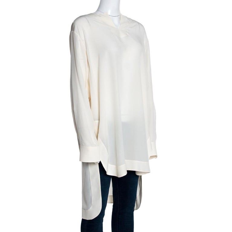Chloe Cream Silk Long Sleeve Tunic M For Sale at 1stDibs