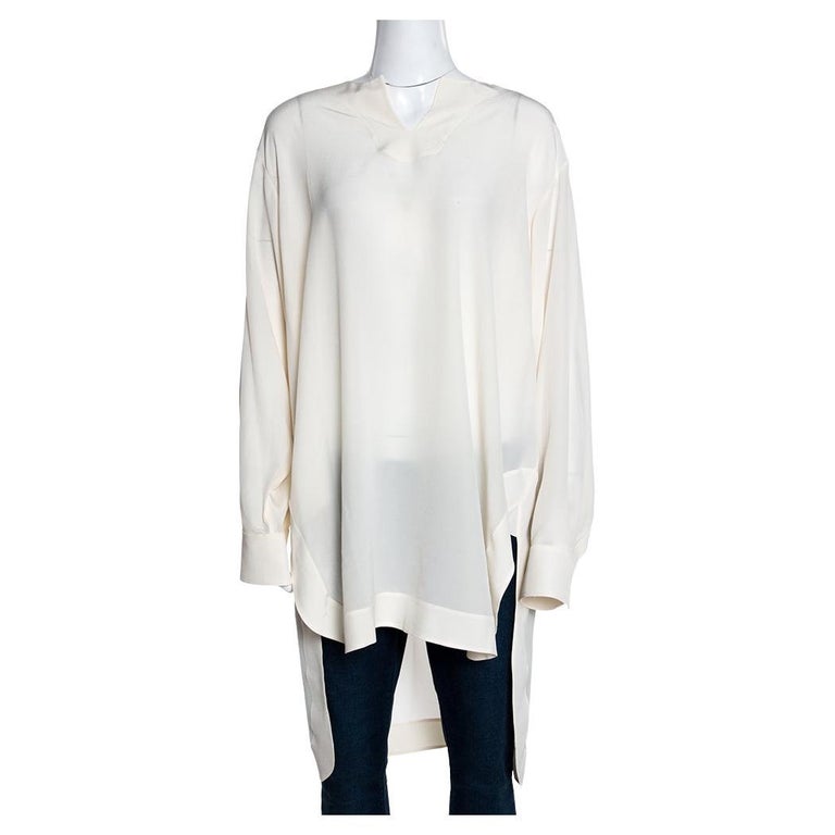 Chloe Cream Silk Long Sleeve Tunic M For Sale at 1stDibs