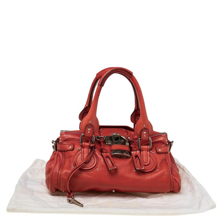 Chloe Crimson Red Leather Medium Paddington Satchel at 1stDibs