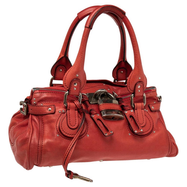 Chloe Crimson Red Leather Medium Paddington Satchel at 1stDibs