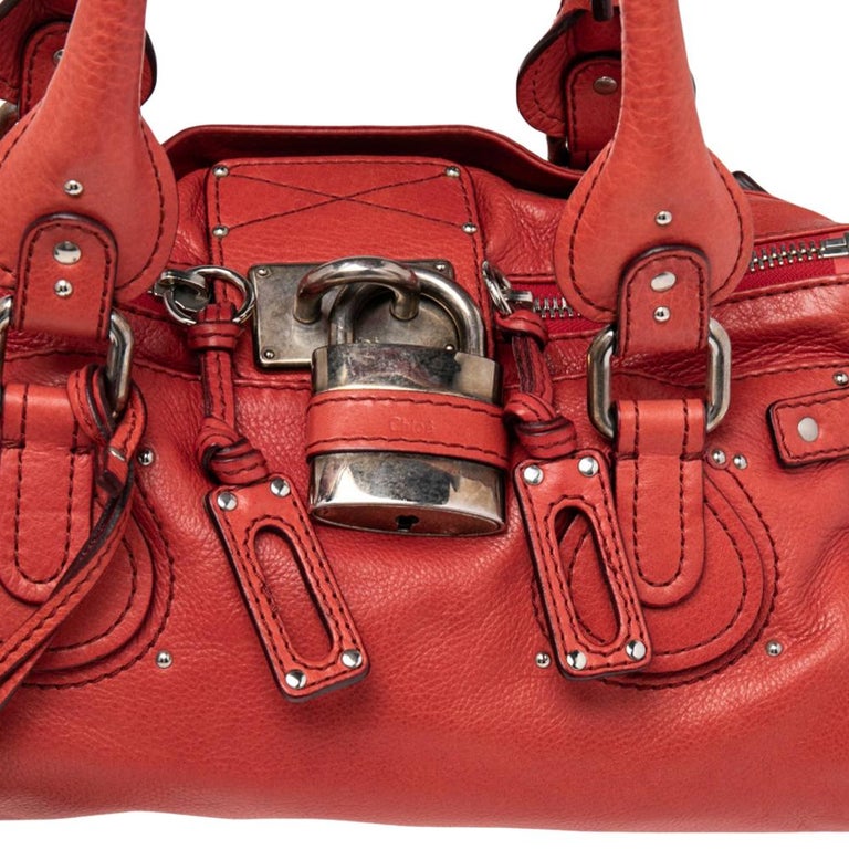 Chloe Crimson Red Leather Medium Paddington Satchel at 1stDibs