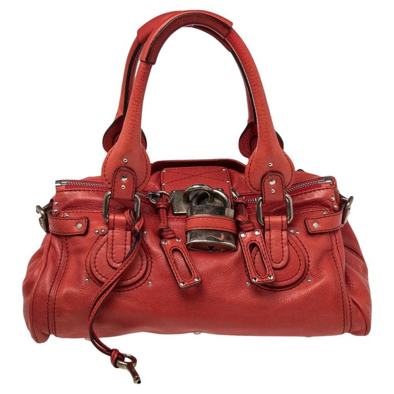 Chloe Crimson Red Leather Medium Paddington Satchel at 1stDibs