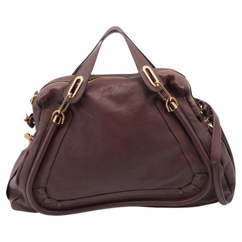 Chloe Dark Brown Leather Large Paraty Satchel For Sale at 1stDibs ...