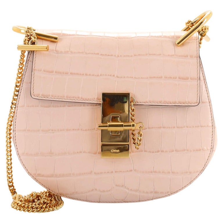 Chloe Drew Crossbody Bag Crocodile Embossed Leather Mini For Sale at ...