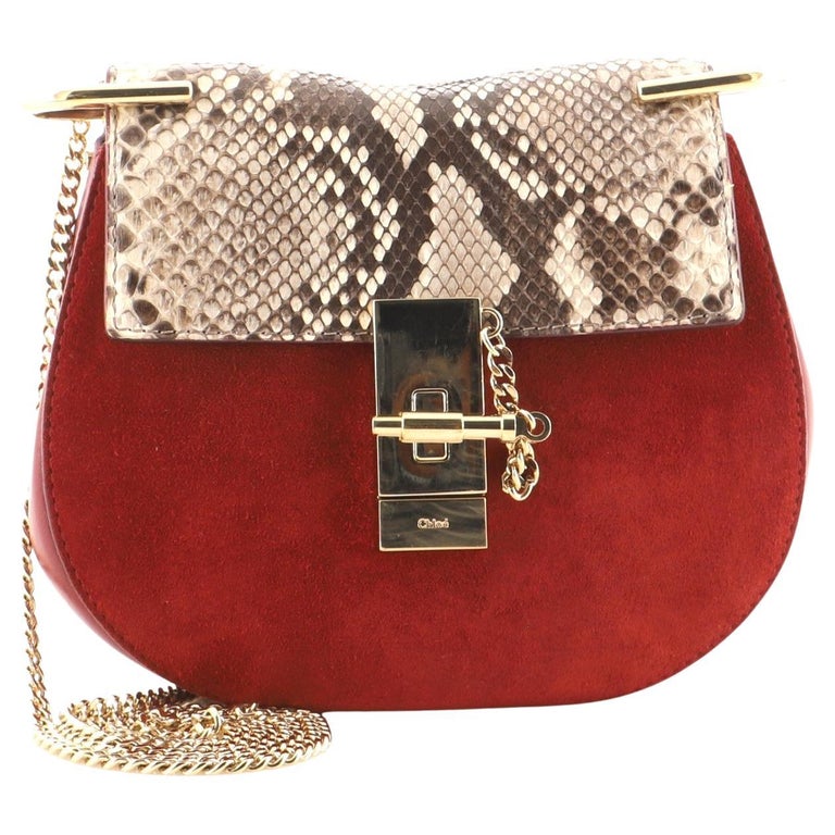 Chloe Drew Crossbody Bag Python and Suede Small at 1stDibs