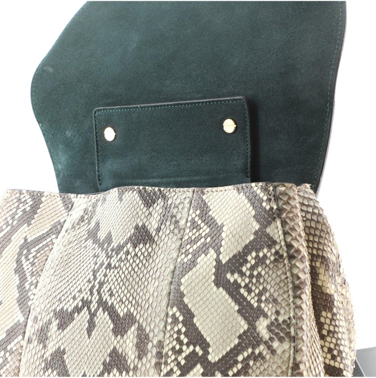 Chloe Drew Messenger Bag Python Medium Blue, Neutral For Sale at 1stDibs