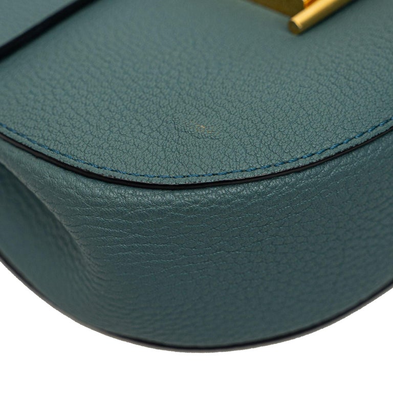 Chloe Drew Shoulder Bag Leather Medium Aquamarine For Sale at 1stDibs
