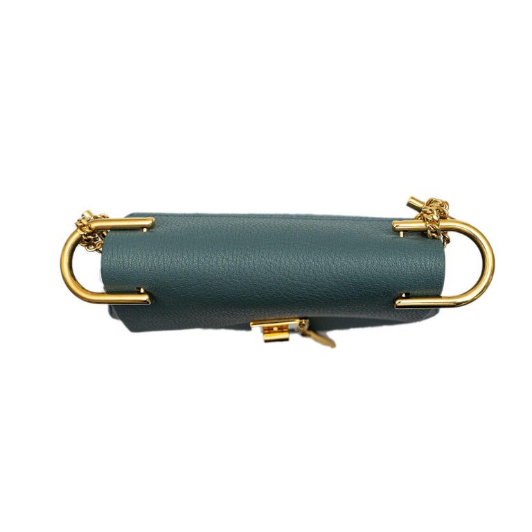 Chloe Drew Shoulder Bag Leather Medium Aquamarine For Sale at 1stDibs