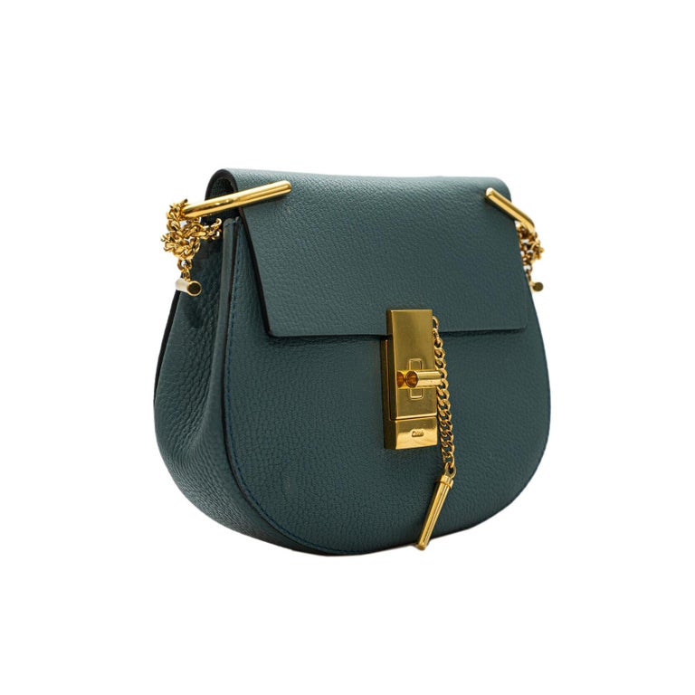 Chloe Drew Shoulder Bag Leather Medium Aquamarine For Sale at 1stDibs