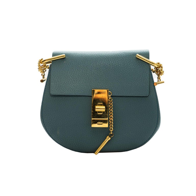 Chloe Drew Shoulder Bag Leather Medium Aquamarine For Sale at 1stDibs